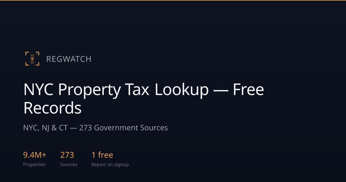 NYC Property Tax Lookup — Free Records | RegWatch